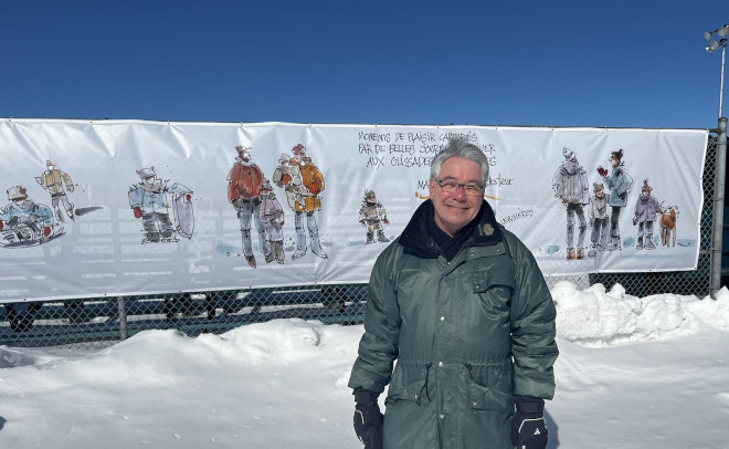 Les œuvres de l’illustrateur Marc Lépine décorent la pente à glisser de ...